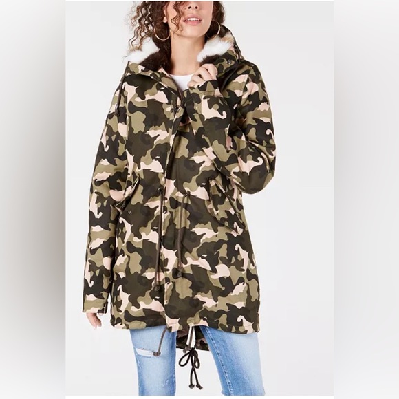 Reason | Jackets & Coats | Reason Camoprint Fauxfur Anorak | Poshmark